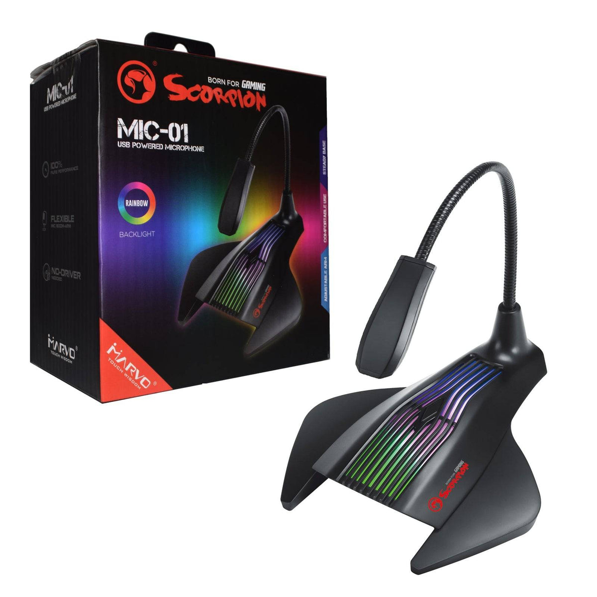 Marvo MIC-01 RGB Gaming Microphone | USB, Omnidirectional, Plug & Play ...